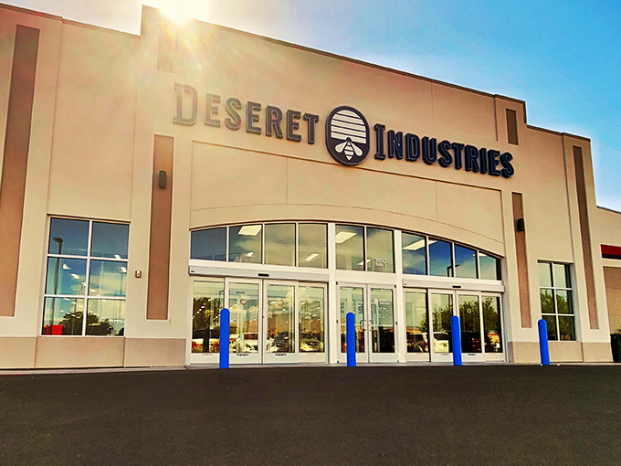 The gleaming facade of Deseret Industries beckons bargain hunters like a retail oasis in the Arizona desert&mdash;treasure hunting starts here!