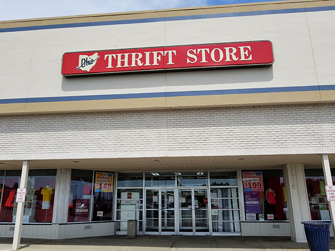 The unassuming exterior of Ohio Thrift on Harrisburg Pike belies the treasure trove waiting inside. Bargain hunters, prepare for adventure!