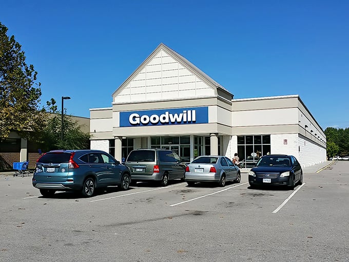 The unassuming exterior of Goodwill in Chesapeake hides a treasure trove within. Like finding a five-star restaurant in a strip mall, appearances can be delightfully deceiving.