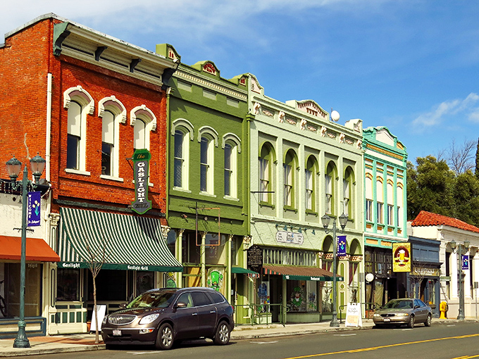 Colorful Victorian storefronts line Main Street like a row of well-dressed gentlemen waiting for a parade, each with its own personality and story to tell.