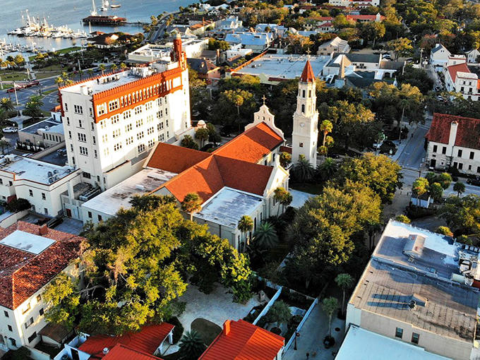 St. Augustine's skyline is a painter's dream &ndash; terra cotta rooftops and historic spires creating a European mirage on Florida's Atlantic coast.