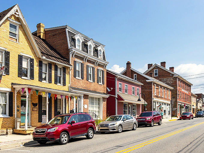 These colorful storefronts look like a box of crayons came to life and decided to open businesses.