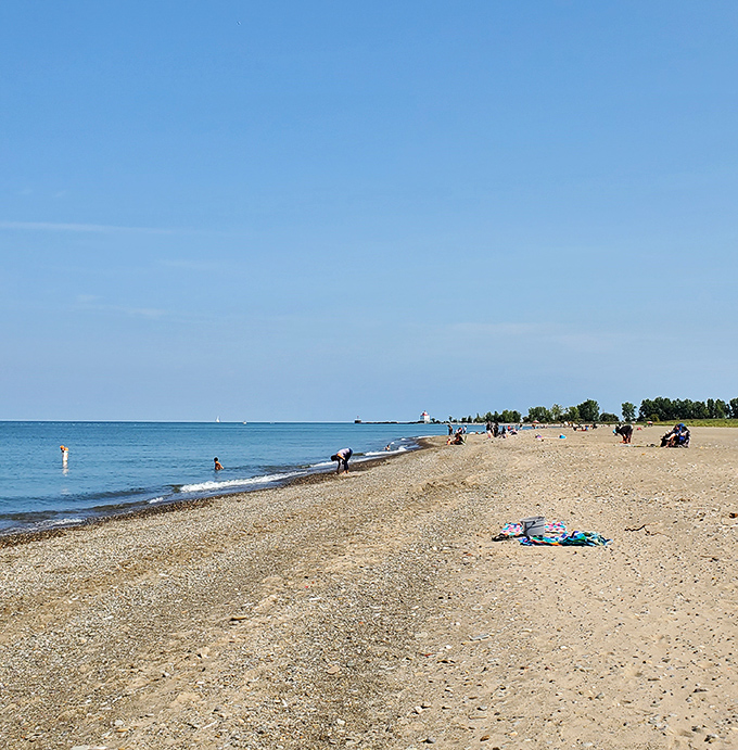 The golden stretch of Headlands Beach extends like nature's welcome mat, where Lake Erie meets Ohio in a surprising coastal embrace.