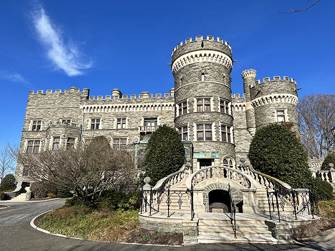 Medieval fantasy or suburban Philadelphia reality? Grey Towers Castle's imposing stone fa&ccedil;ade and dramatic turrets create an unexpected European mirage in Glenside.