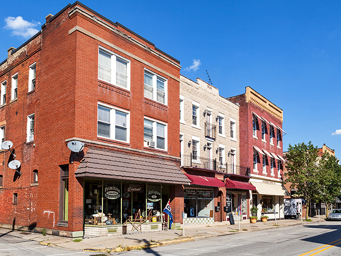 Market Street's historic brick buildings stand like sentinels of small-town charm, where rush hour means three cars at the stop sign.