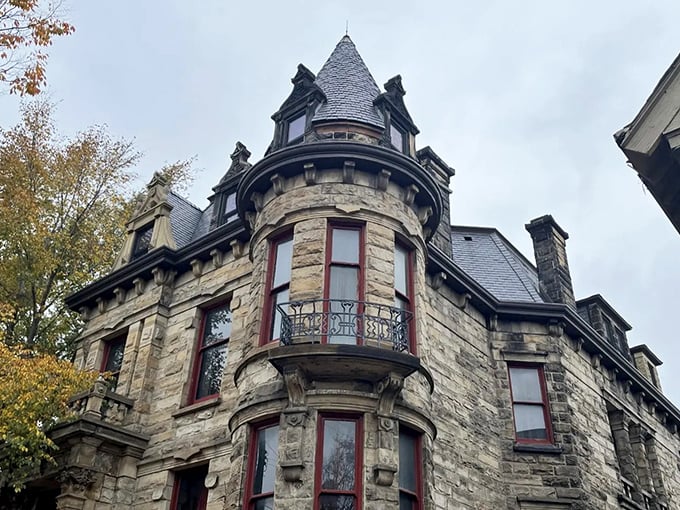 The Franklin Castle's imposing stone turrets and Gothic architecture make it look like Dracula's vacation home in the heart of Cleveland's Ohio City neighborhood.