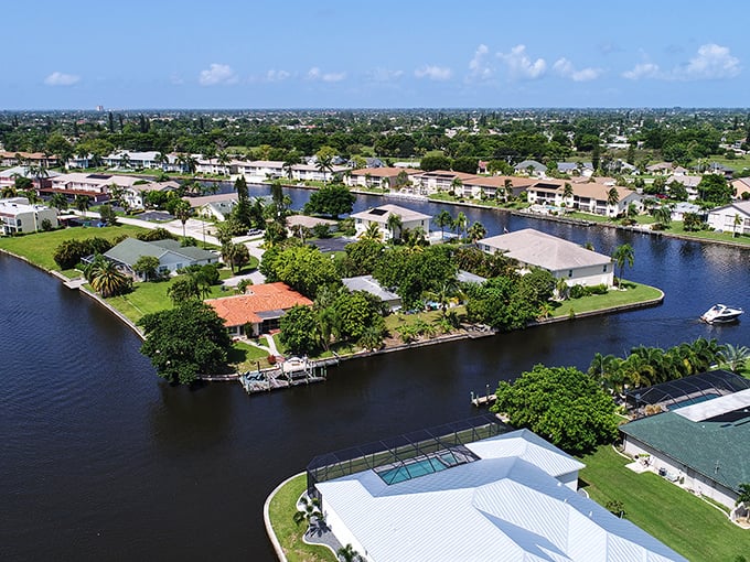 Cape Coral's canal system makes Venice look like a kiddie pool. More waterways than any city in the world means your commute could involve a fishing rod.