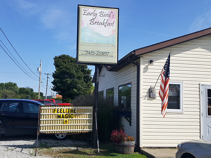 The unassuming exterior of Early Birds Breakfast might fool you, but locals know this modest building houses breakfast magic worth traveling for.