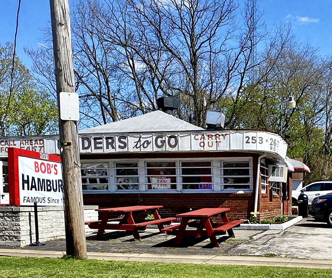 Time stands still at Bob&rsquo;s Hamburg in Akron, where the old-school facade and decades-old sign promise burgers just like they&rsquo;ve been making since 1931.