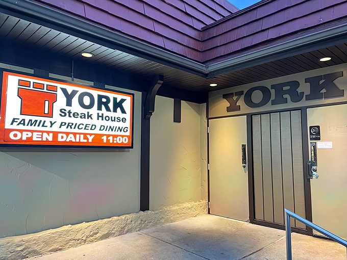That unassuming entrance hides Columbus's best-kept steak secret—sometimes the greatest treasures wear the simplest disguises.