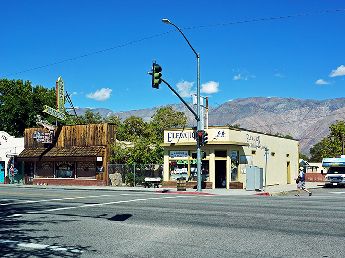 Main Street meets mountain majesty in Lone Pine, where the Elevation store sits at the crossroads of small-town charm and breathtaking natural beauty.