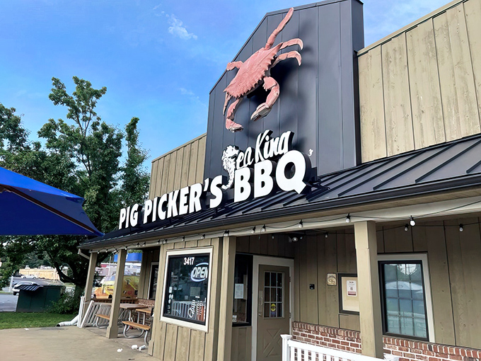 The unmistakable pink crab perched atop Sea King beckons seafood lovers like a maritime lighthouse for the hungry and hopeful.