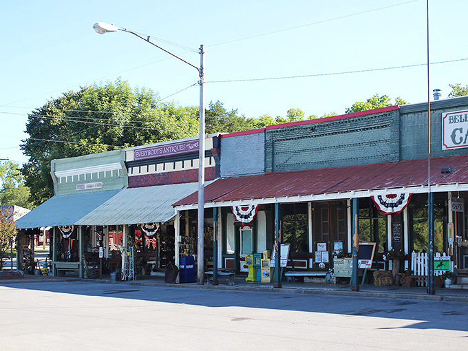Bell Buckle's historic storefronts stand like a time capsule, their brick facades and colorful awnings inviting you to slow down and explore.