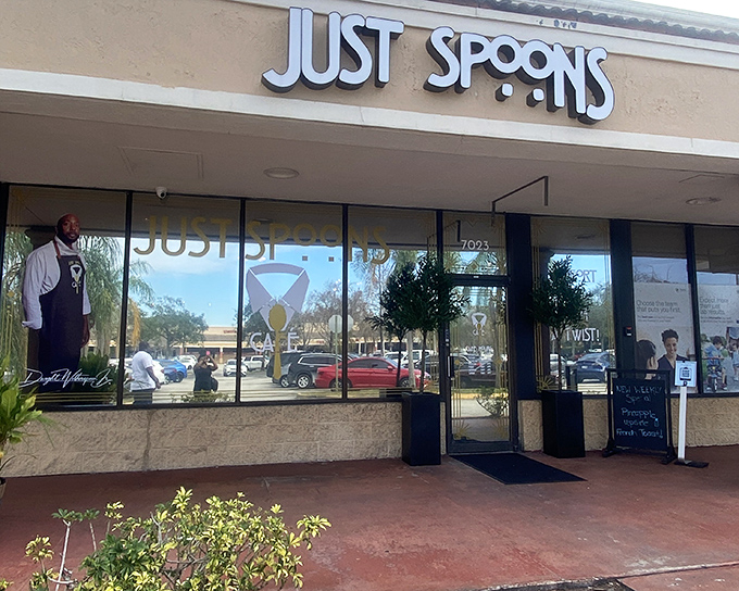 The unassuming storefront of Just Spoons Caf&eacute; might not stop traffic, but trust me&mdash;what's happening inside will stop you in your breakfast tracks.