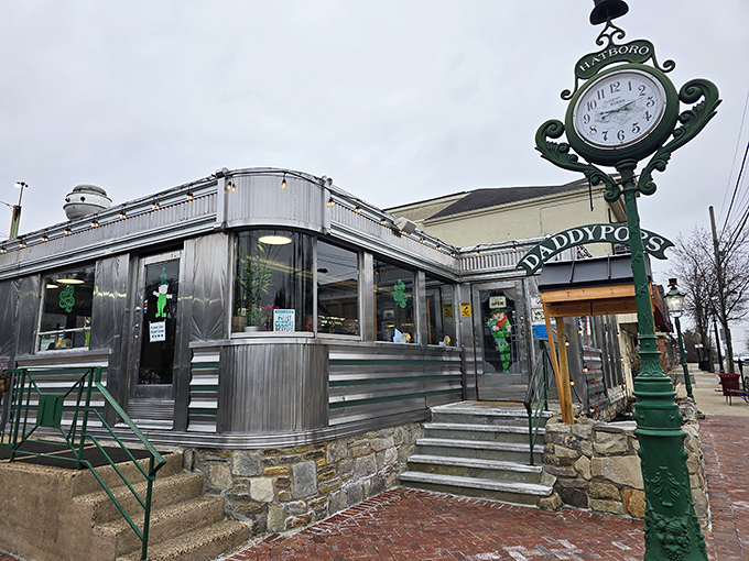 The gleaming stainless steel exterior of Daddypops stands like a time machine on York Road, promising nostalgic flavors and conversations that matter.