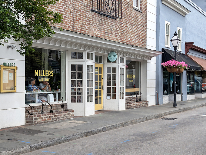 The charming exterior of Millers All Day beckons from King Street like a breakfast siren song, promising delicious possibilities behind those gleaming windows.