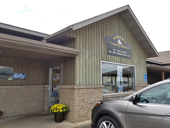 The unassuming exterior of Yoder's Country Market hides a culinary wonderland within. Like finding a treasure chest disguised as a shoebox.