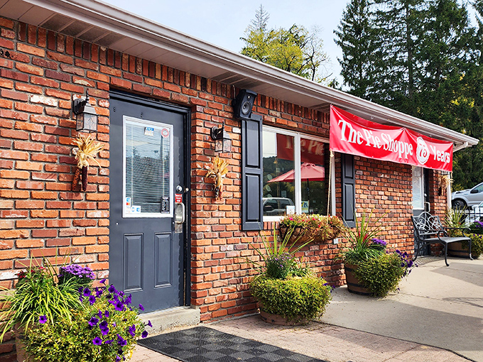 This brick beauty along Route 30 looks like where happiness goes to get baked into submission.