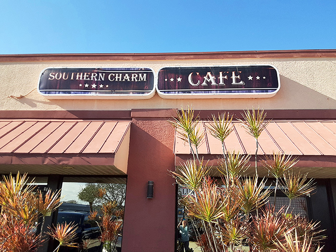 Southern Charm Cafe's unassuming exterior hides breakfast magic that locals guard like family secrets.
