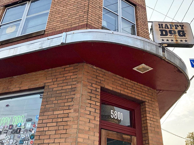The corner brick building with its vintage sign beckons like an old friend. Happy Dog's unassuming exterior hides Cleveland's hot dog paradise within.