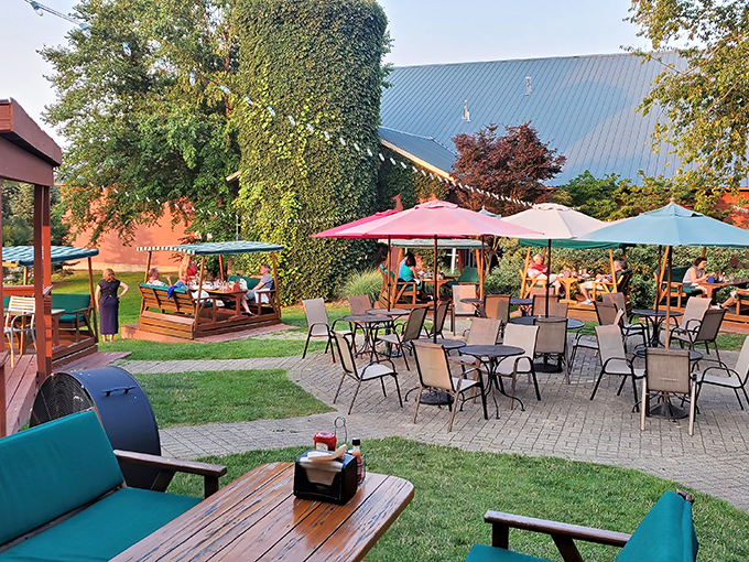 The welcoming facade of The Grill House stands like a culinary lighthouse in Allegan, beckoning hungry travelers with its classic charm and promise of carnivorous delights.