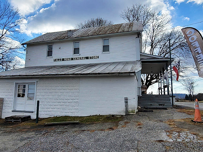 The white clapboard exterior of Crossroads General Store stands like a time capsule against the Maryland sky. Rural charm doesn't get more authentic than this.