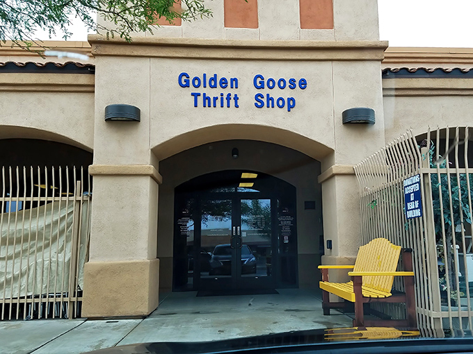 The Golden Goose's distinctive Southwestern architecture stands proudly against the Arizona sky, like a terracotta treasure chest waiting to be opened.