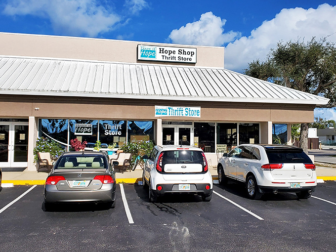 The unassuming exterior of The HOPE Shop hides a treasure trove within. Like finding a secret speakeasy, but instead of cocktails, you'll discover vintage bargains.