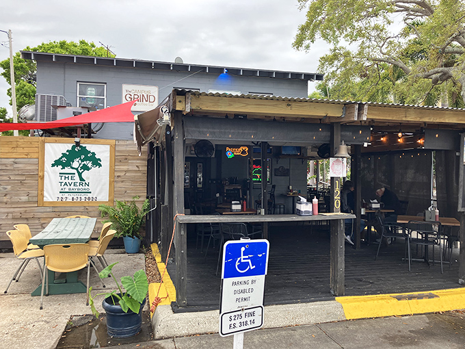 The unassuming exterior of The Tavern at Bayboro proves once again that Florida's best food treasures often hide in plain sight.