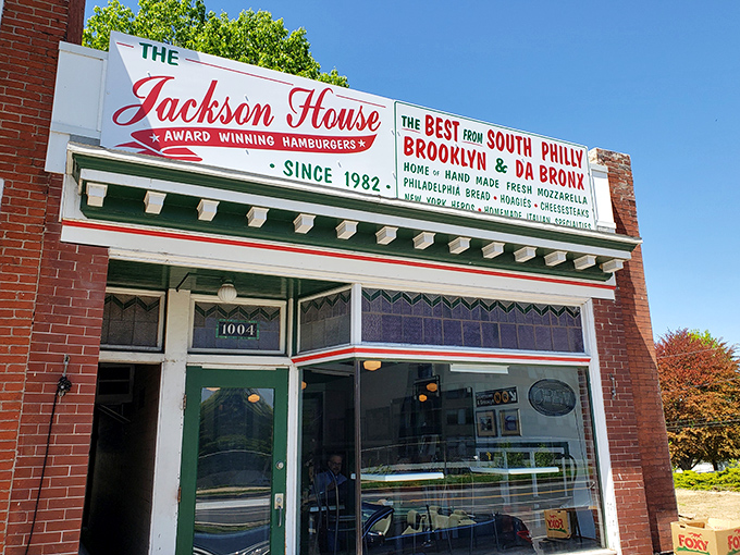 The brick facade of The Jackson House stands like a culinary time capsule in Harrisburg, promising legendary burgers behind its unassuming storefront.