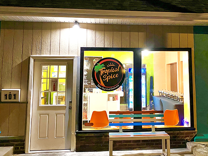 The turquoise beacon of Tropical Spice stands out like a Caribbean island dropped into the Virginia landscape, promising culinary adventures behind its modest fa&ccedil;ade.