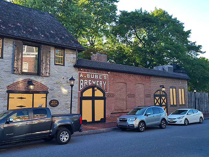 That brick facade whispers stories of Pennsylvania's brewing past while promising adventures ahead.