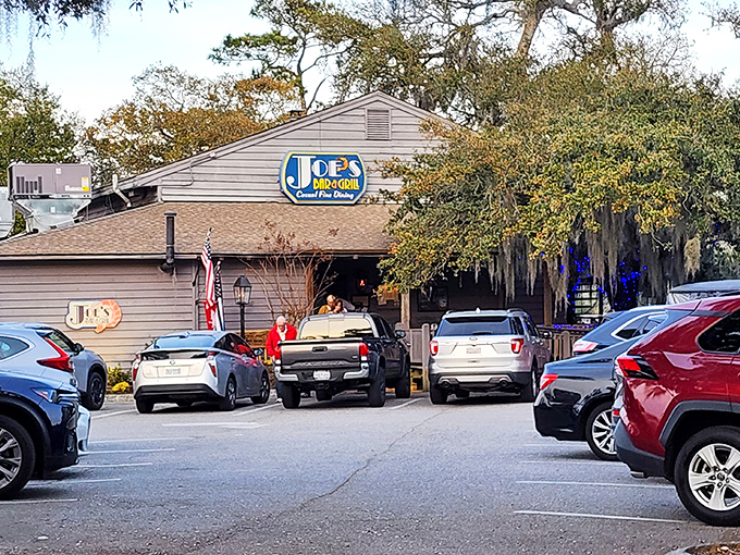 Tucked beneath Spanish moss and live oaks, Joe's Bar & Grill's unassuming exterior hides culinary treasures that locals have cherished for years.