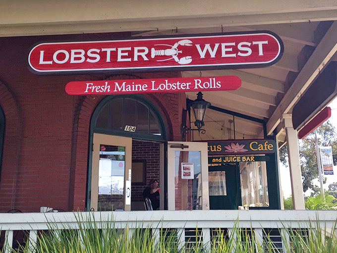The bright red sign beckons like a lighthouse for the lobster-obsessed. Maine's finest treasures have found their California home in sunny Encinitas.