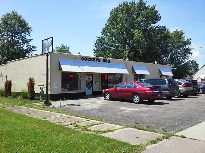 The unassuming exterior of Cockeye BBQ proves once again that in the barbecue world, the less flashy the building, the more heavenly the meat inside.