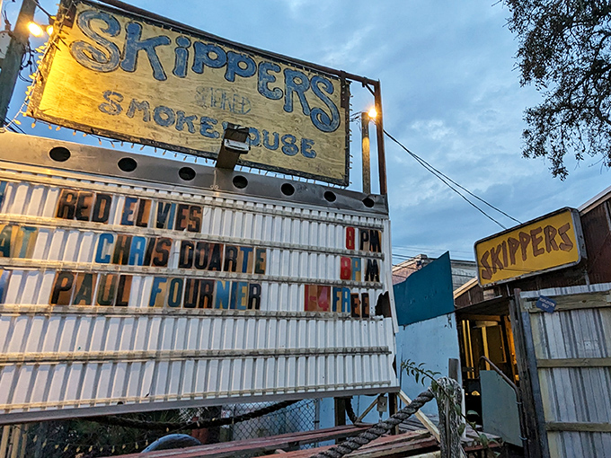 The Skipperdome stage awaits its next musical act while colorful picnic tables invite you to stay awhile. Florida's version of music heaven.