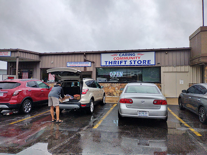 The unassuming exterior of Caring Community Thrift Store hides a treasure trove within. Like finding a $20 bill in last year's winter coat—but better!