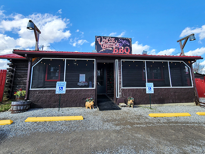 The unassuming exterior of Uncle Beth's BBQ proves once again that the best barbecue joints often look like they might not pass a building inspection.