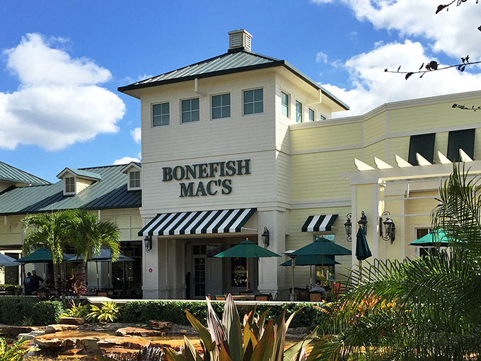 The coastal-inspired exterior of Bonefish Mac's welcomes you like an old friend who happens to have incredible prime rib waiting inside.