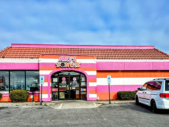 Those pink and orange stripes aren't just eye-catching &ndash; they're a beacon calling all donut lovers home.