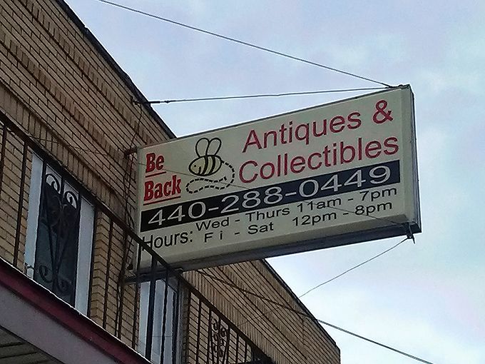 The unassuming exterior of Be Back Antiques hides treasures that would make any collector's heart skip a beat.