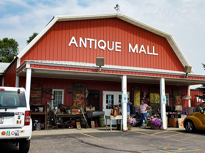 The classic red barn exterior isn't just charming&mdash;it's a siren call to treasure hunters everywhere. "Abandon all shopping lists, ye who enter here!"