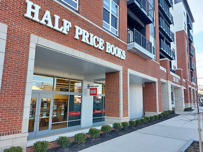 The welcoming brick facade of Half Price Books on Lane Avenue promises literary treasures within, like a beacon for bibliophiles.