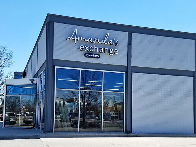 The unassuming white storefront of Amanda's Exchange belies the treasure trove within, like finding a secret passage in what you thought was an ordinary bookcase.
