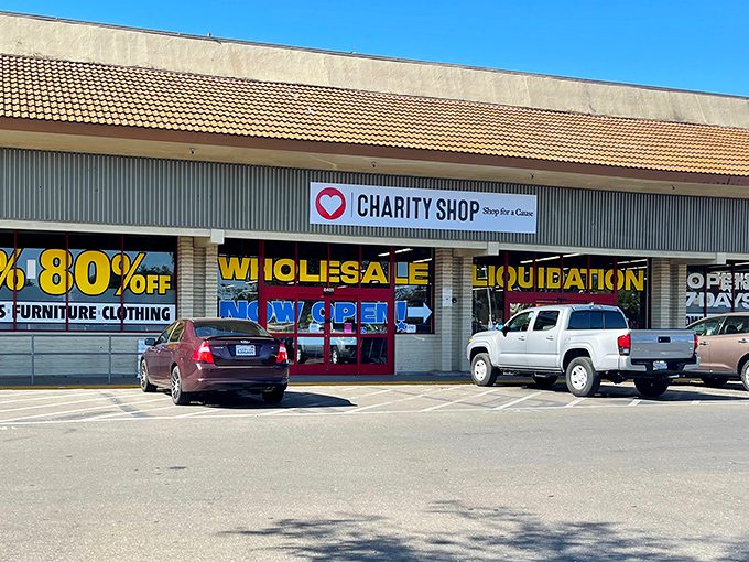 The unassuming storefront promises wholesale liquidation treasures with discounts from 40-80% off. Sometimes the best adventures begin in the most ordinary-looking places.