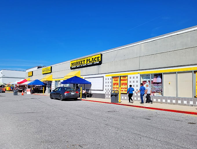 The unassuming exterior of Washington Boulevard Marketplace hides a treasure trove within. Like finding a secret level in a video game, but with better prizes.