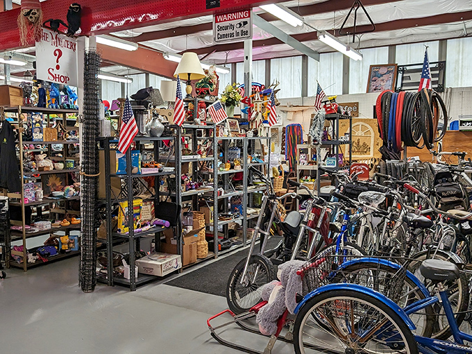 Wide, gleaming corridors stretch into the distance like retail wormholes, promising treasures in every direction. The flea market equivalent of "we're gonna need a bigger wallet."