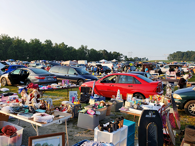 The Sunday morning pilgrimage begins! Jake's sprawling marketplace transforms from empty lot to treasure hunter's paradise faster than you can say "vintage bargain."