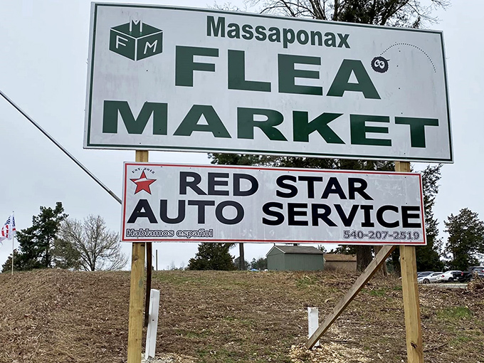 The iconic red barn welcomes treasure hunters with its simple charm, while colorful merchandise spills out like a retail fever dream.