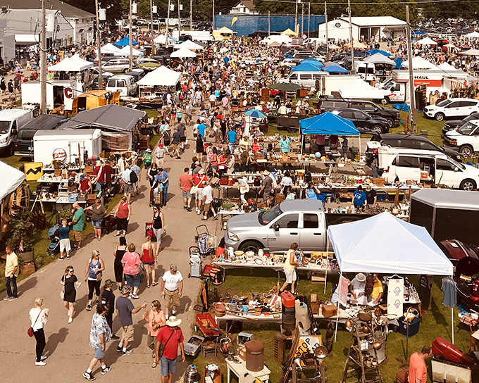 A treasure hunter's paradise unfolds at Elkhorn, where hundreds of vendors create a temporary city of collectibles and curiosities that would make any antiquer's heart race.